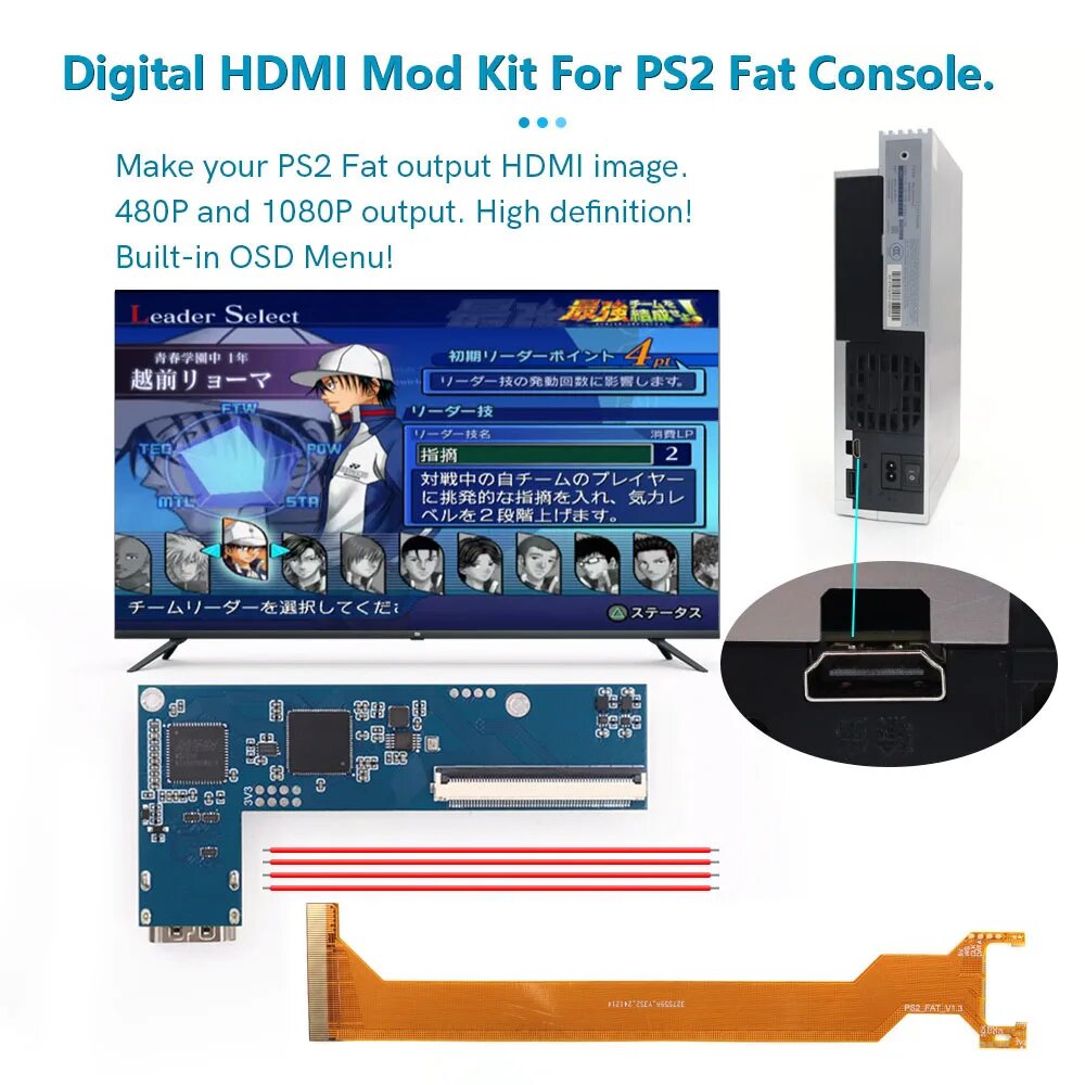Hispeedido HDMI MOD Kit для Sony PS2 Fat GH-023 SCPH-5000X