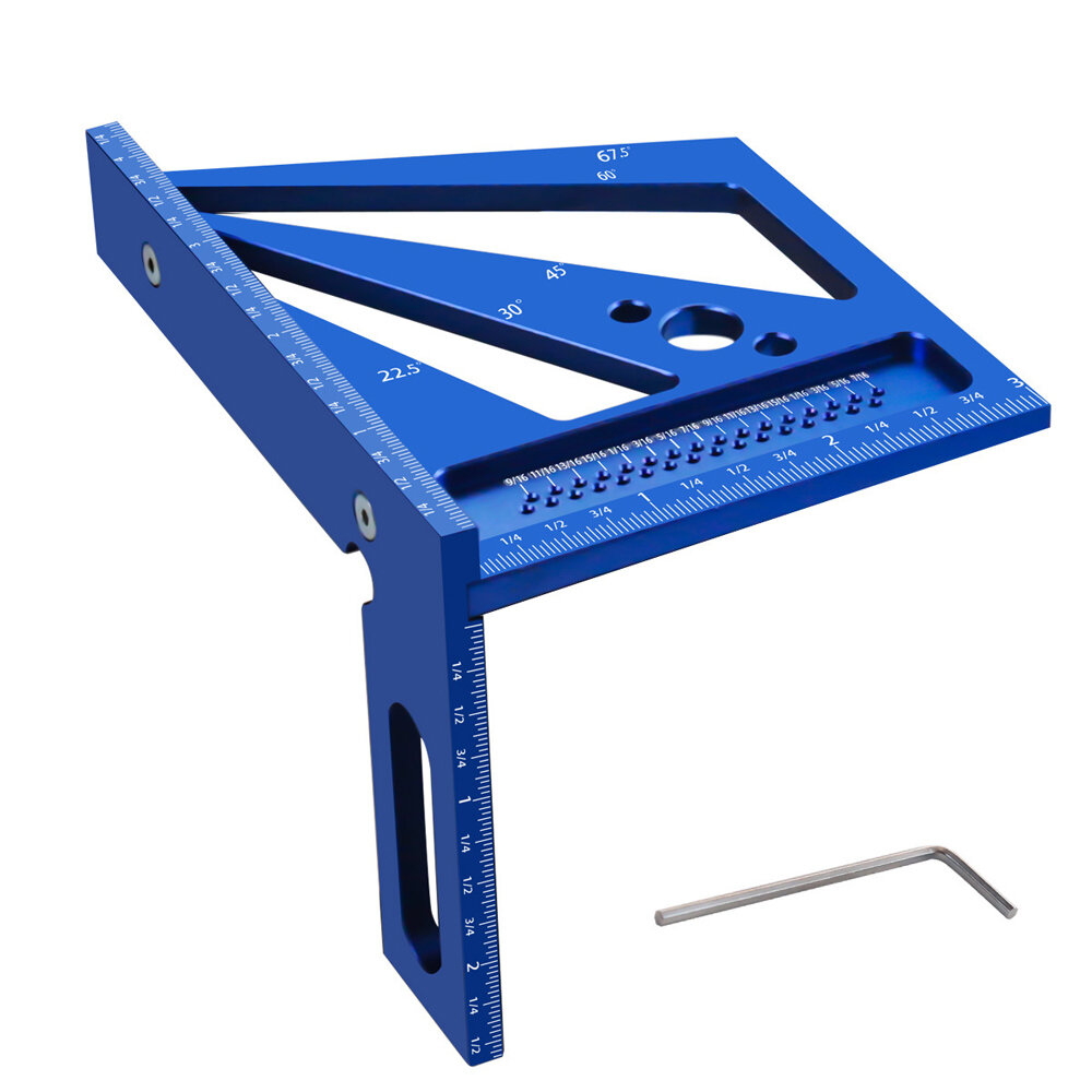Усовершенствованная измерительная линейка для деревообработки, метрическая/дюймовая, 3D многоугольная, из алюминиевого сплава, 22,5/30/45/60/67,5/90 градусов, транспортир, угловой треугольник, для инженеров, плотников, мастеров и чертежников.