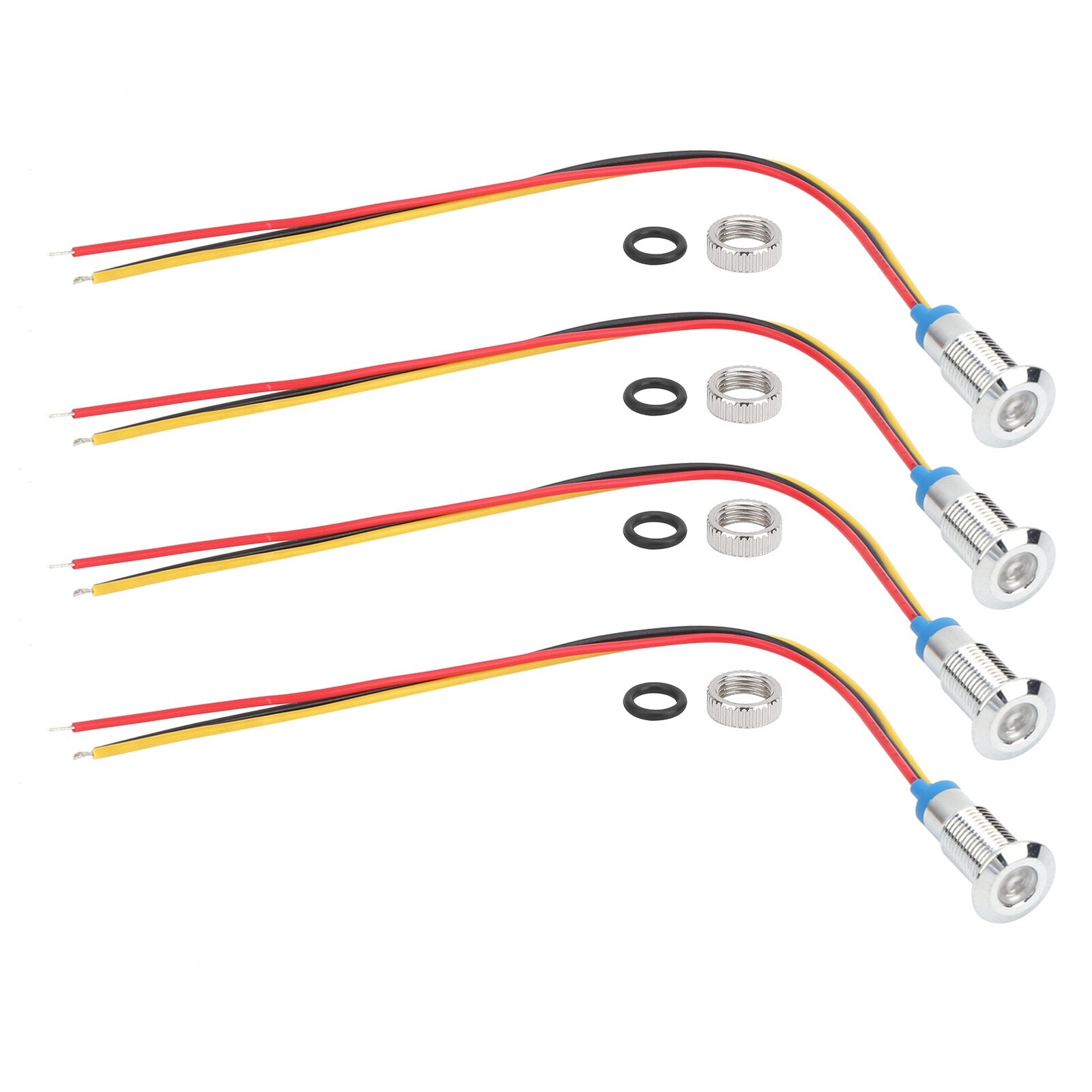 4 комплекта LED, 2 цвета, общий катод, 8 мм, 12-24В, красно-желтый