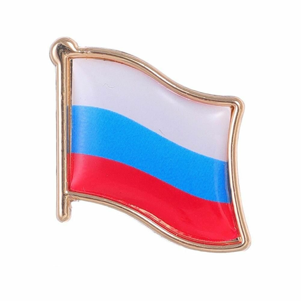 Значок флаг России металический