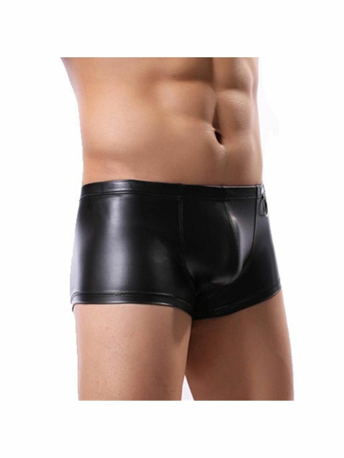 Мужские трусы-стринги из искусственной кожи, боксеры - XL