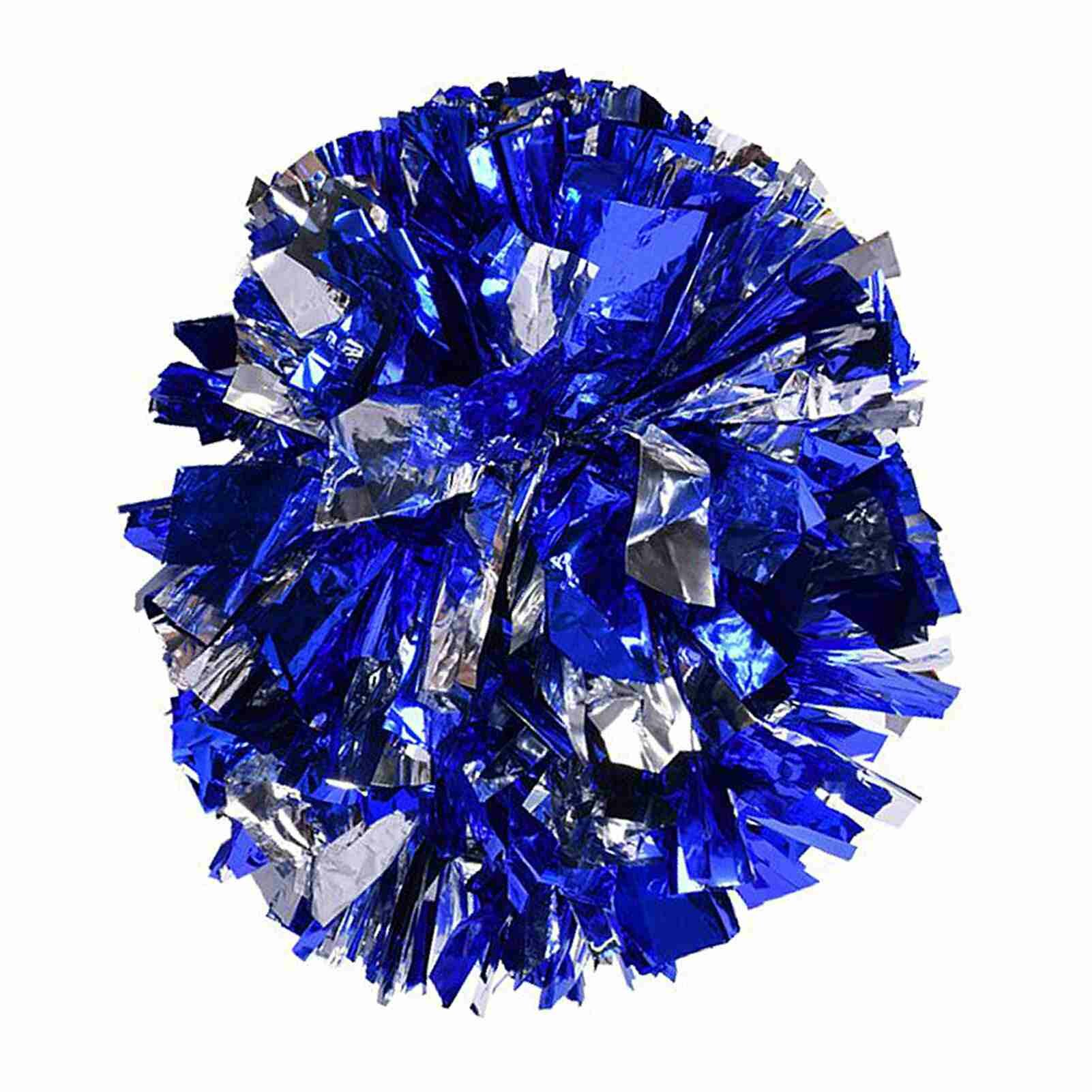 Помпоны для Аэробики для Болельщиц- помпоны для Танцевальной вечеринки, Школьных Спортивных соревнований (Серебристо-синий)