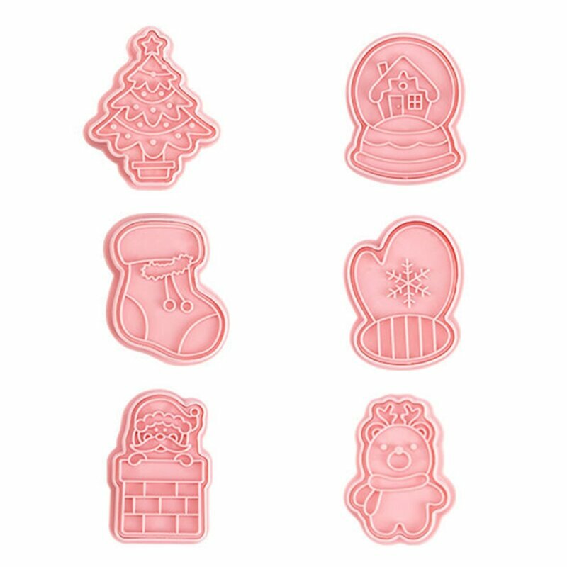 Набор из 6 Рождественских Формочек Для Печенья С Изображением Животных и Елки, Мультяшные 3D Формы Для Выпечки, Подарок
