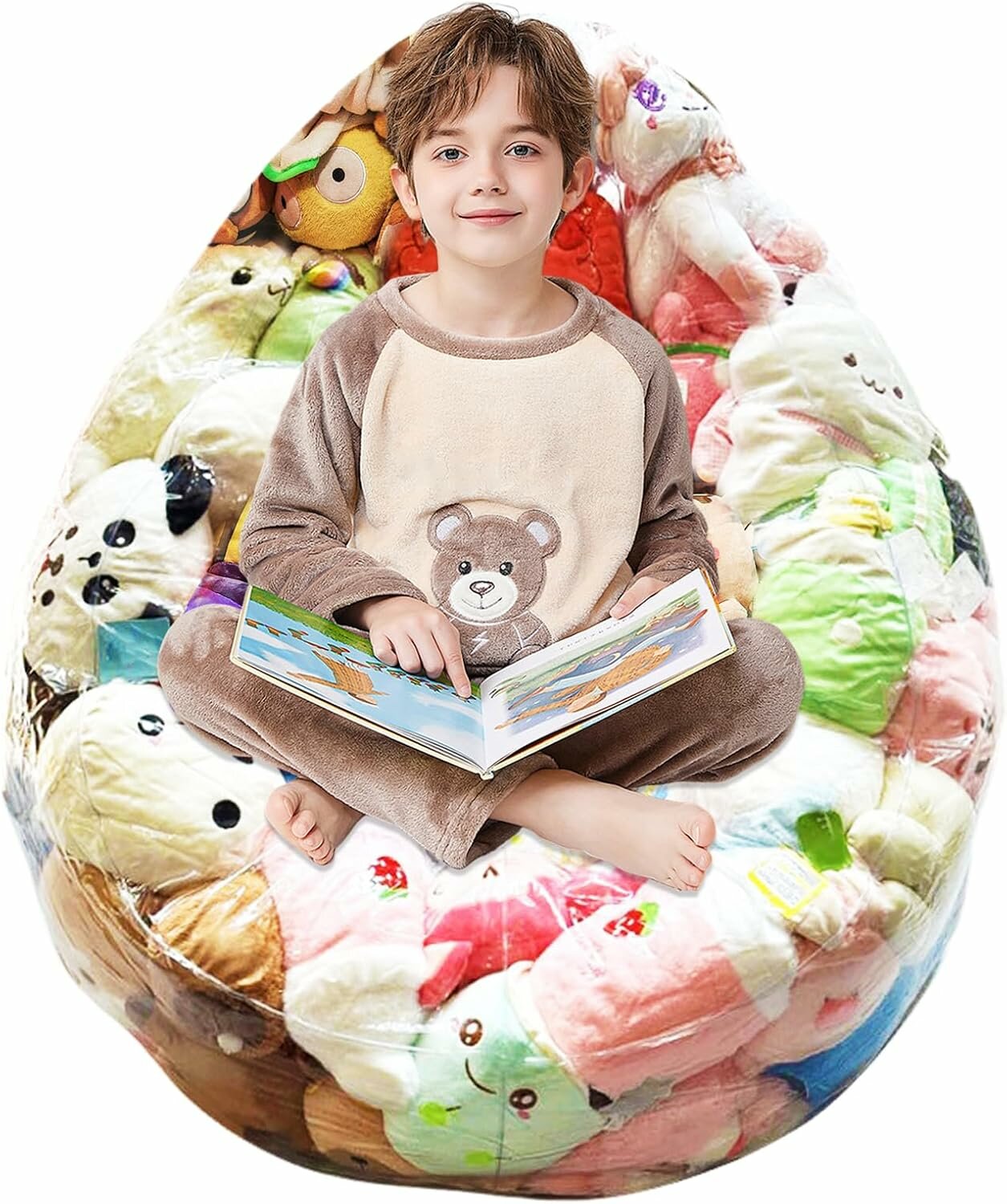 Прозрачное кресло-мешок для мягких игрушек