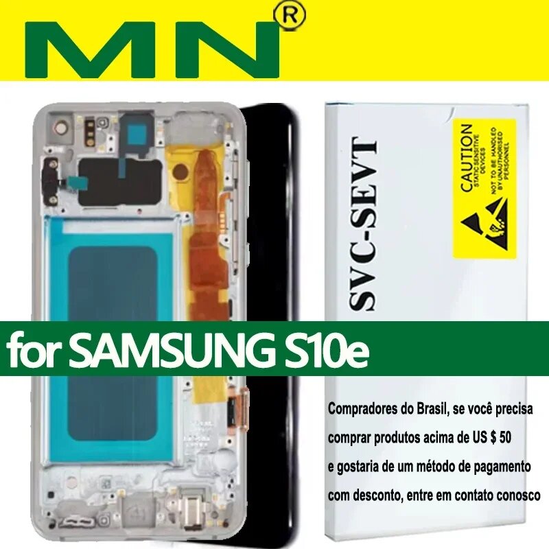 Super AMOLED для Samsung Galaxy S10e G970FU G970F, G970U, ЖК-дисплей, сенсорный Black With Frame