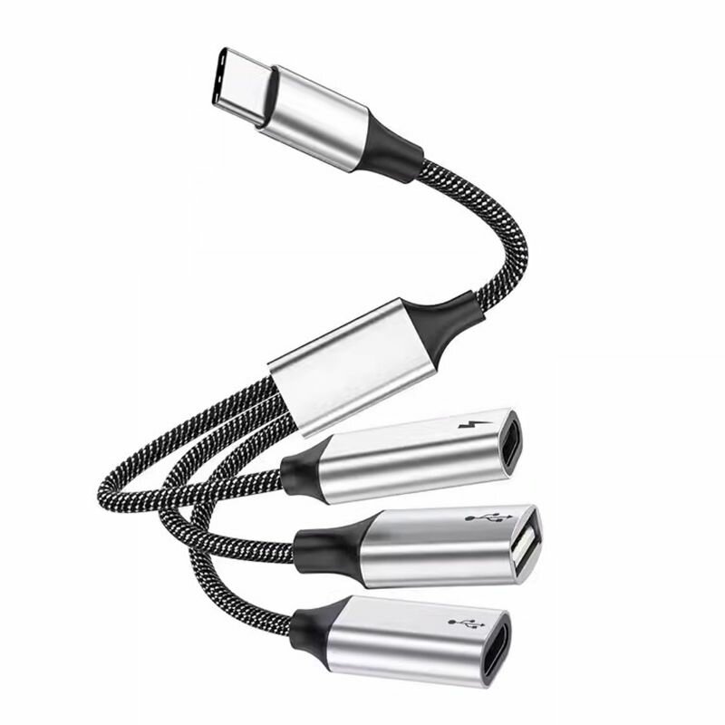 USB C Hub 3 в 1 Тип адаптера USB2.0 Разветвитель с питанием 60 Вт Порт OTG Быстрая передача данных и зарядка