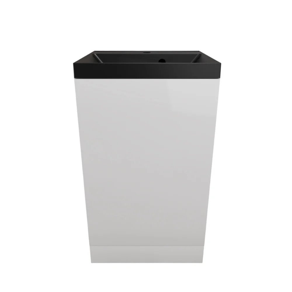 Тумба с раковиной Style Line Моно 50 напольная, белый глянец, раковина Asti 50 антрацит