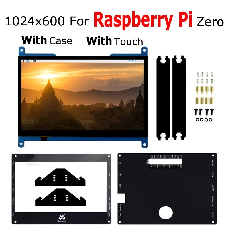 7" Сенсорный ЖК-дисплей для Raspberry Pi Zero с кейсом и тачскрином