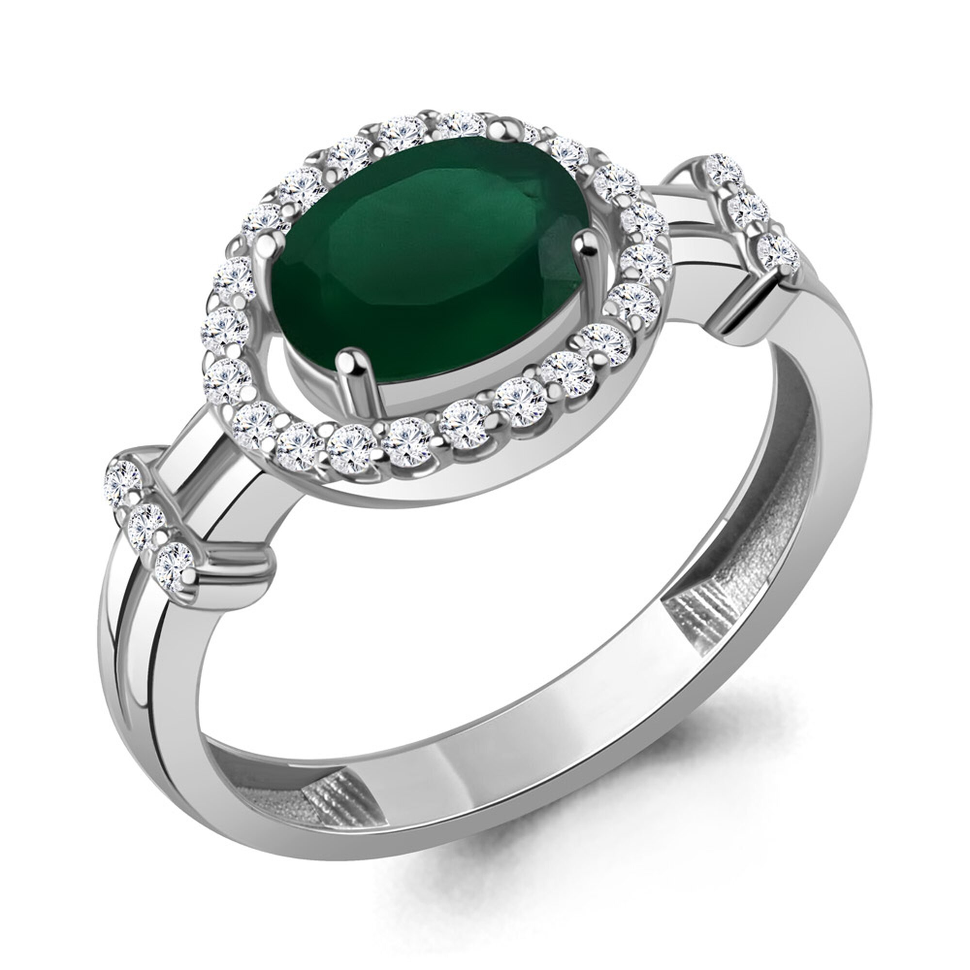 Кольцо, серебро, 925 проба, родирование, фианит, агат