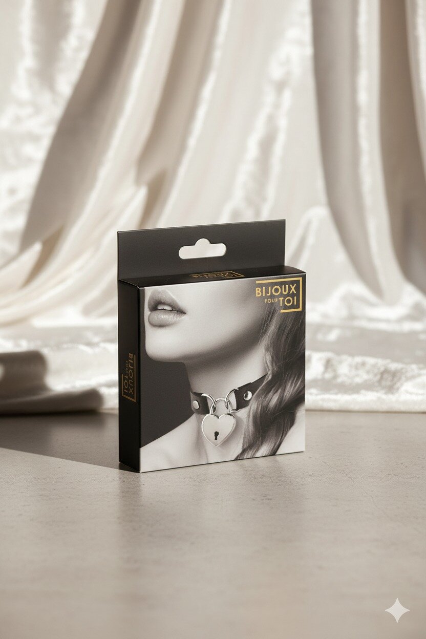 Чокер Bijoux Pour Toi COLLIER PENDENTIF COEUR, с замком, 30см, черный