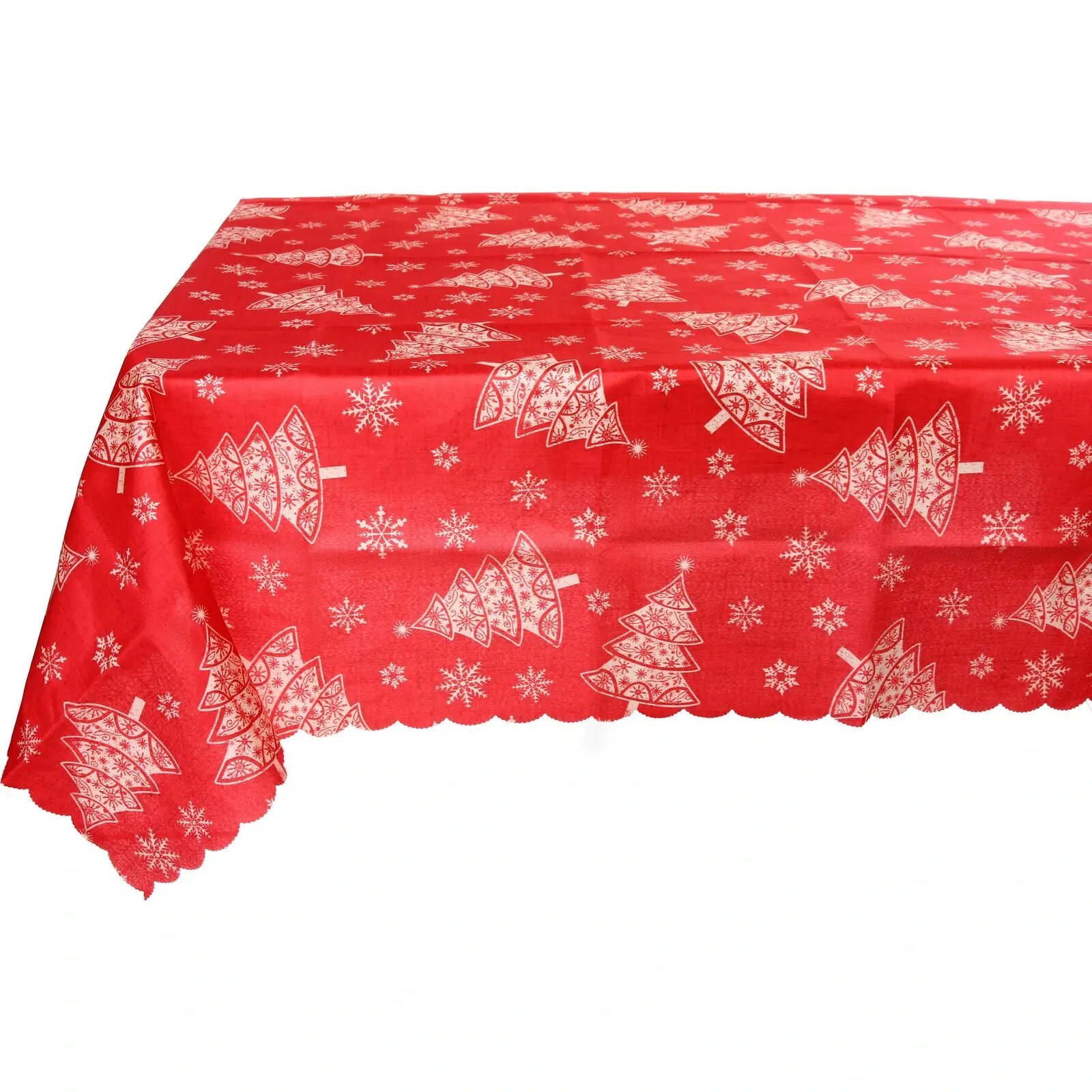 Скатерть 150*180 см «Ёлочки» красная, из полиэстера, с рождественским узором, для праздничного стола