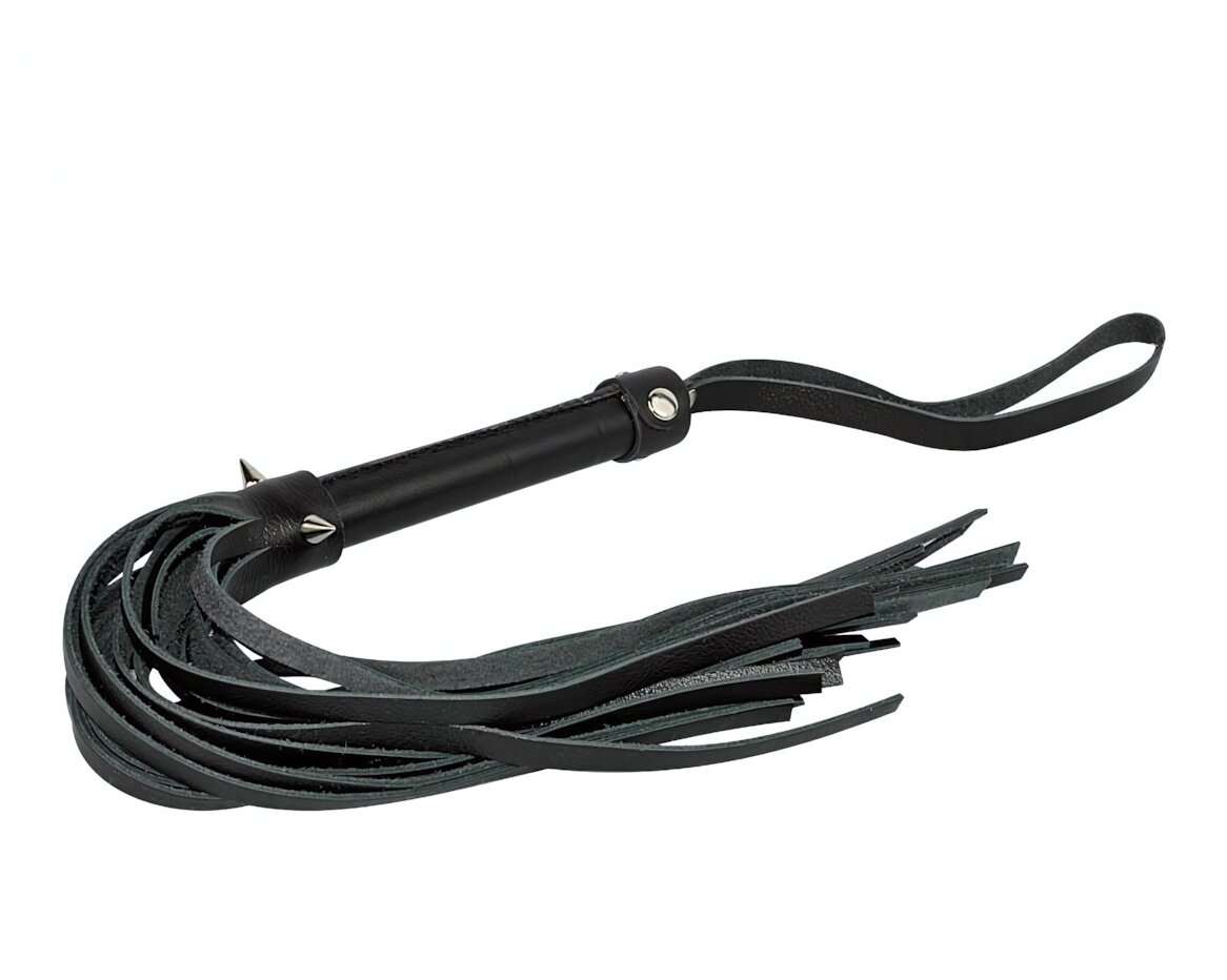 Плеть Sitabella с шипами, черная, 40 см, натуральная кожа, для флогеляции