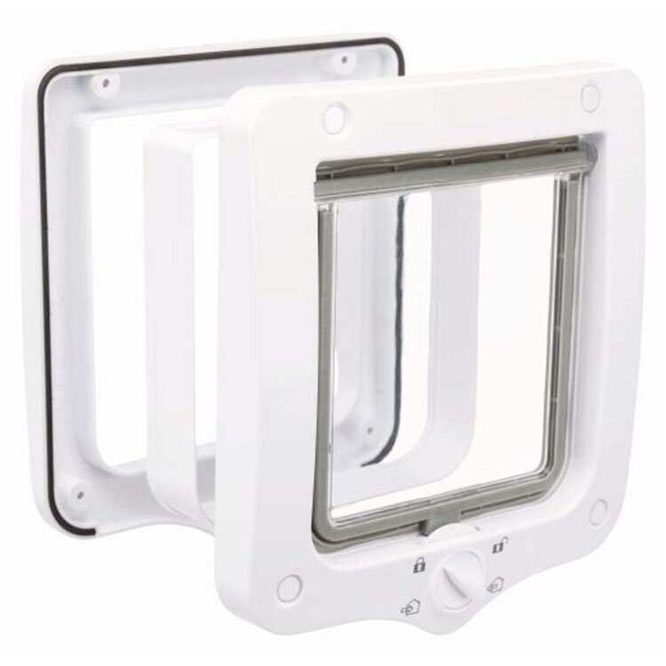 Дверь для кошки 4 позиции с тоннелем белая, Trixie 44231