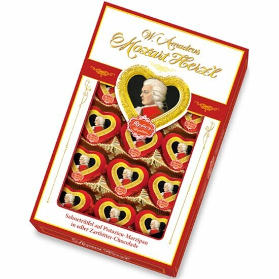 Конфеты Mozart (reber) Mozart by Reber сердечки из горько го шоколада с марципановой начинкой 150 г