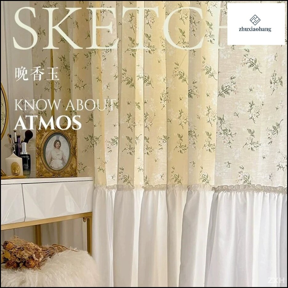 Эксклюзивные полупрозрачные шторы 110x80 см с рюшами и вышивкой из 100 хлопка