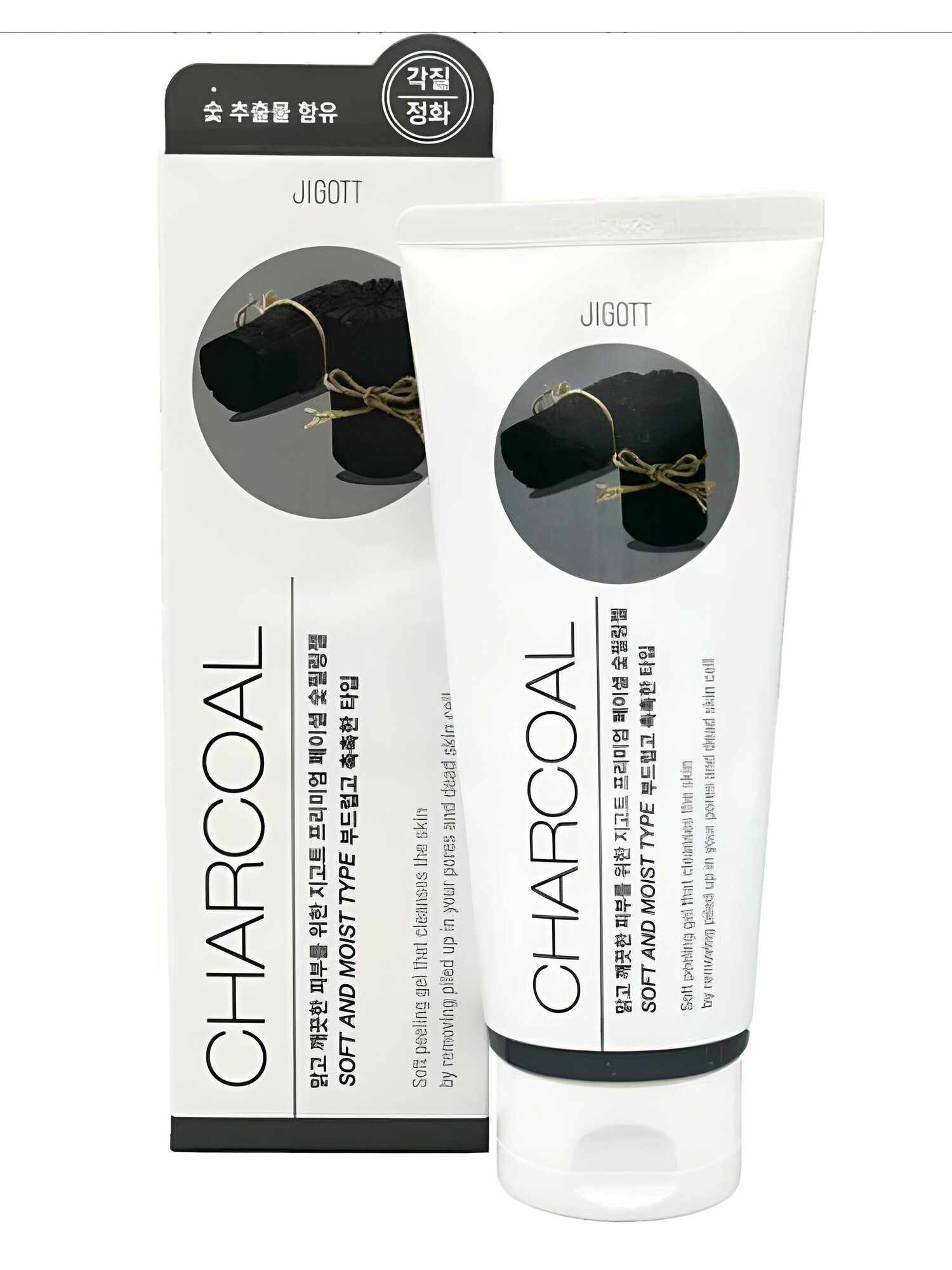 Jigott Пилинг-гель с древесным углем Premium Facial Charcoal Peeling Gel 180 мл