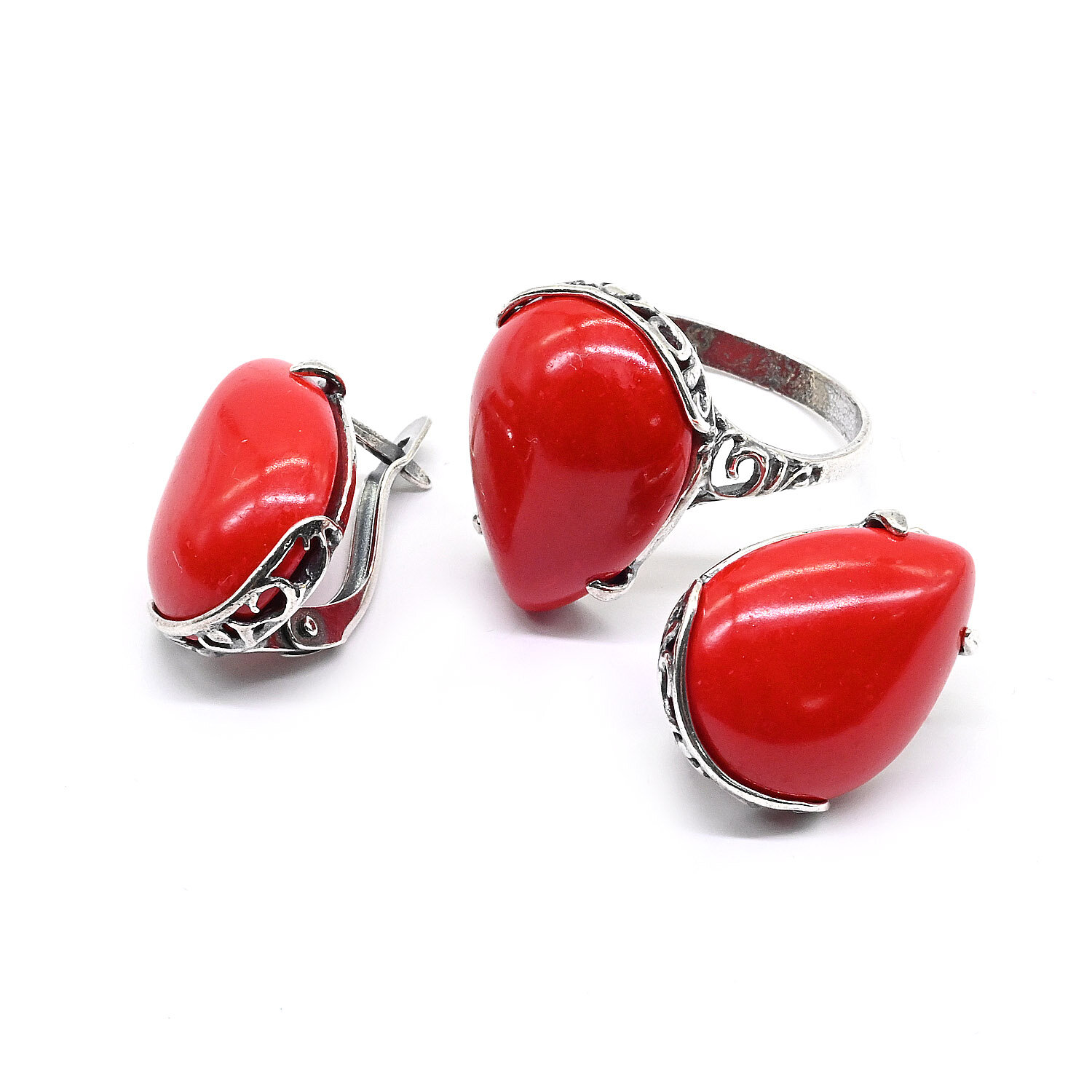 Серьги, коралл