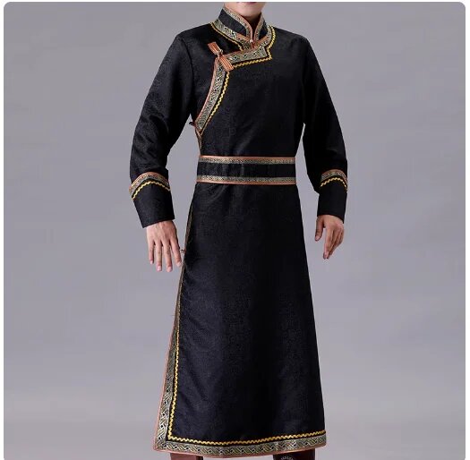 Мужской халат монгольский, черный, L, Цвет: 2