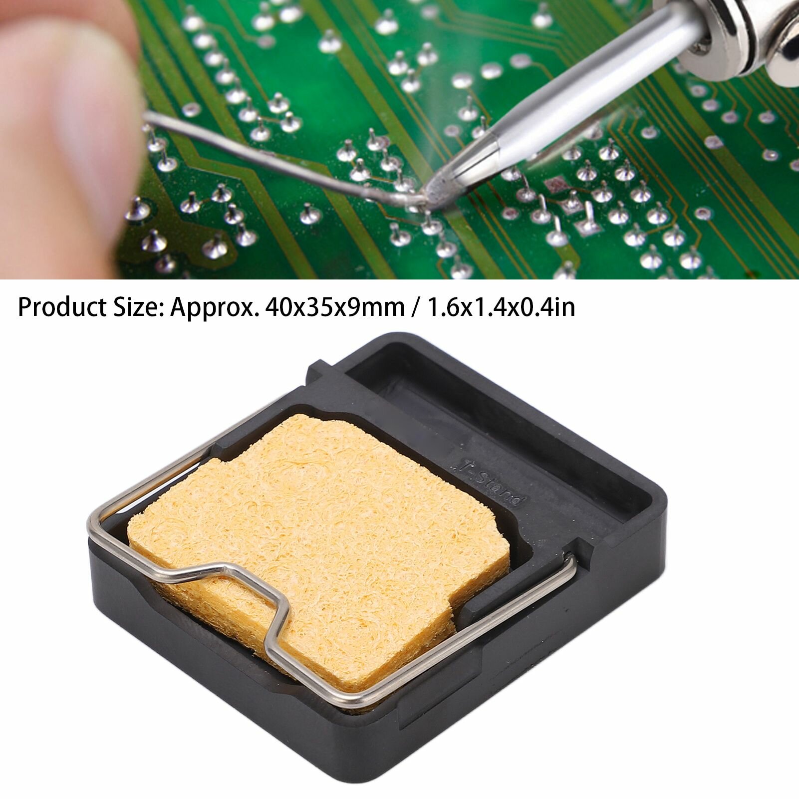 CCDSO Мини-подставка для паяльника с коробкой для хранения губки Теплоизоляционные сварочные принадлежностиЧерный