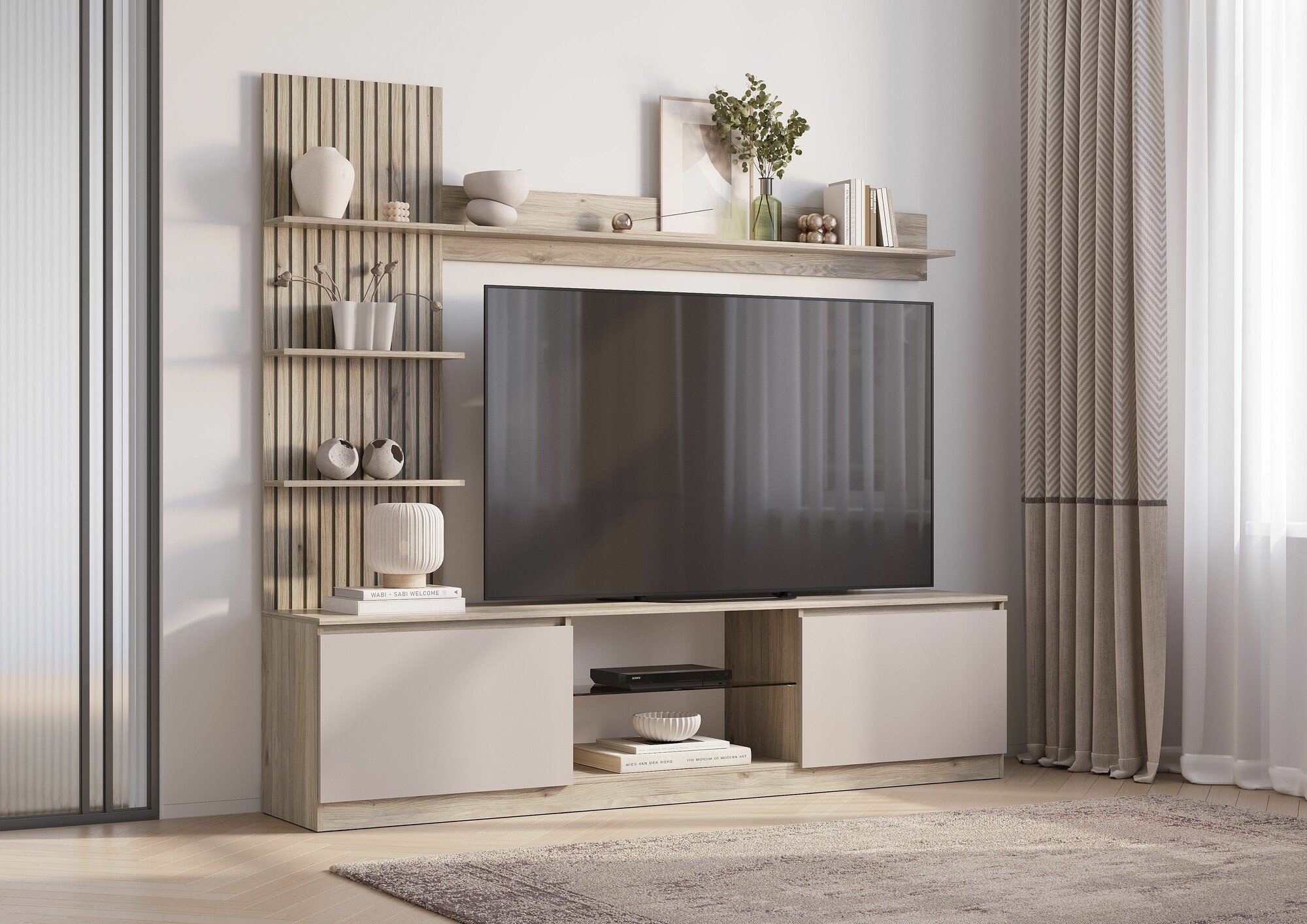 Гостиная Рио ГС-05 Дуб смоки/Кашемир (БТС)