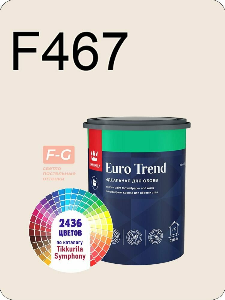 Краска для обоев Tikkurila Euro Trend 0,9л. светло-пастельные оттенки F467