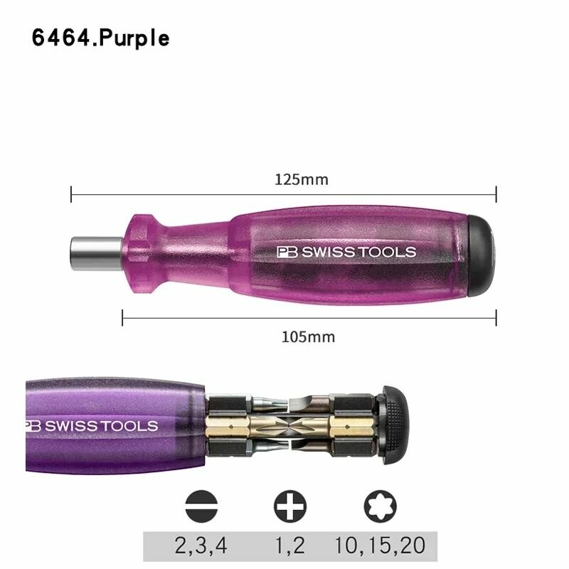 PB SWISS TOOLS, магнитные сменные биты 8 в 1, портативные цветные отвертки 1/4, аксессуары для инструментов, серия PB 6464