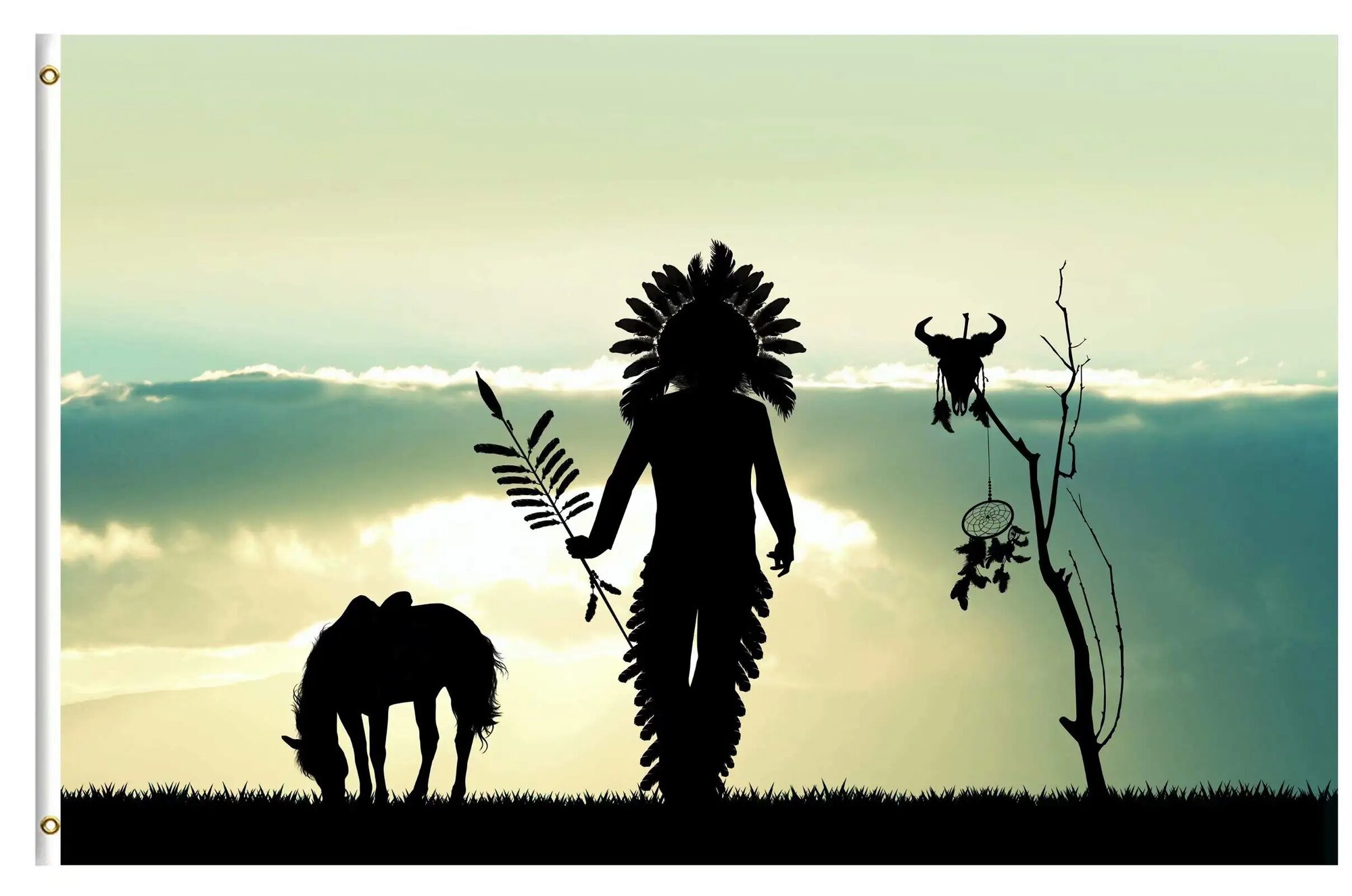 Флаг индейского воина из полиэстера, 5, 60x90cm