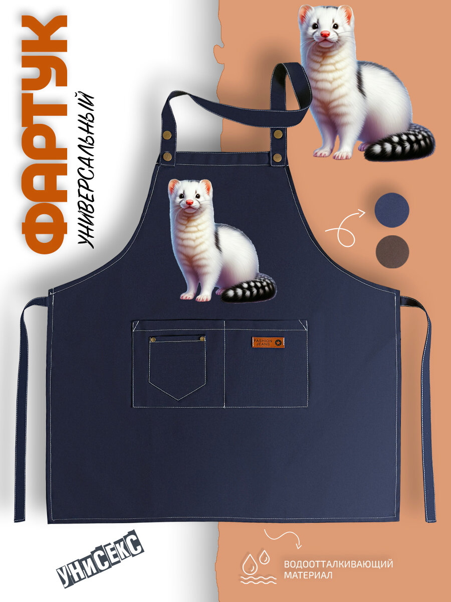 Фартук кухонный хорек уневерсальный с принтом поварской для кухни
