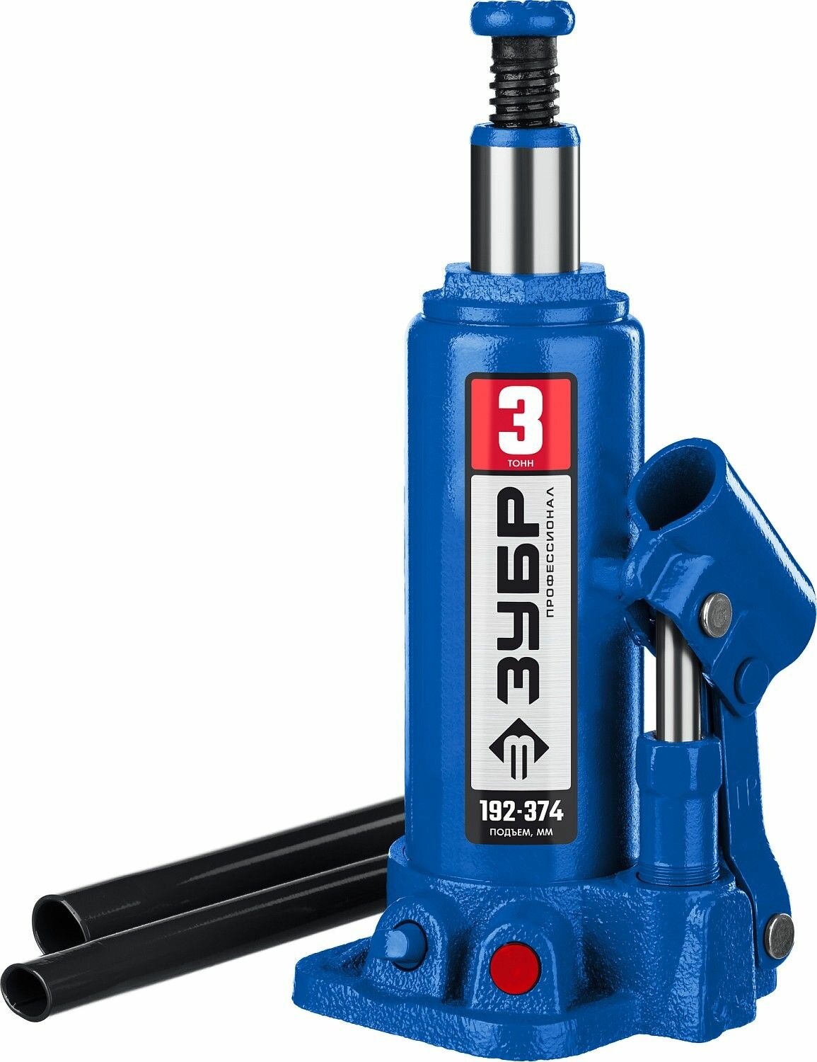 Домкрат гидравлический ЗУБР 3 т, 192-374 мм, бутылочный, Профессионал