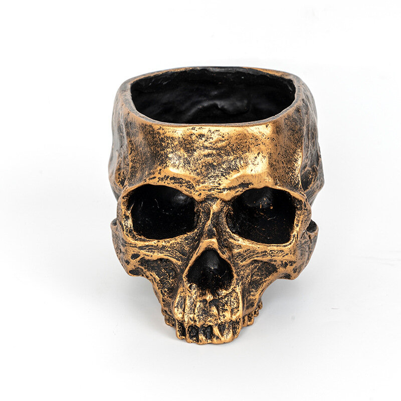 Креативный цветочный горшок в виде черепа из смолы в готическом стиле, декоративные горшки для растений в стиле ужасов для внутреннего и наружного использования, суккулентный цветочный горшок для рабочего стола, балкона, патио, украшения для дома в с