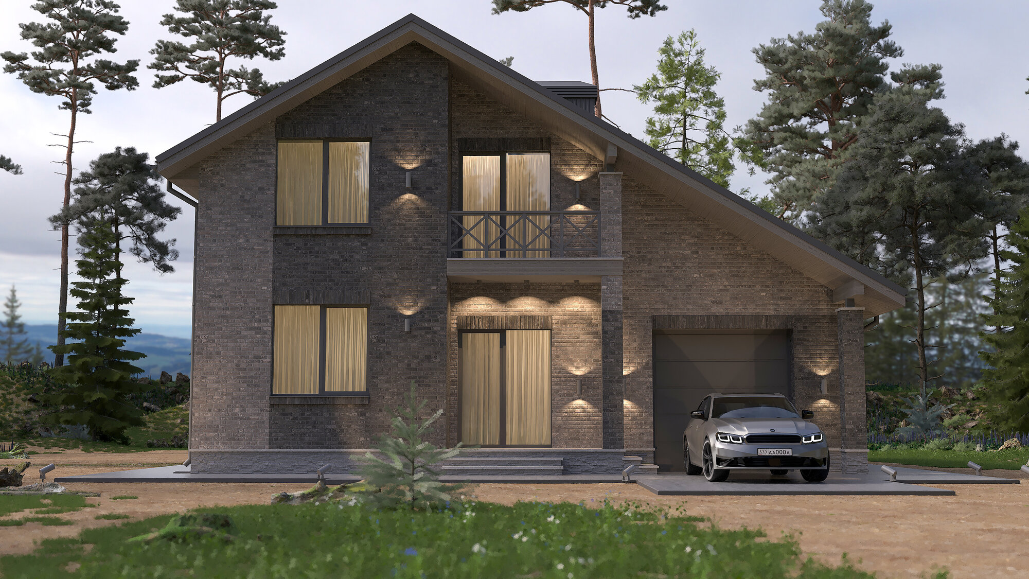 Проект "скандинавия" 181 м2 эргономичного газосиликатного дома с 4 спальнями и гаражом