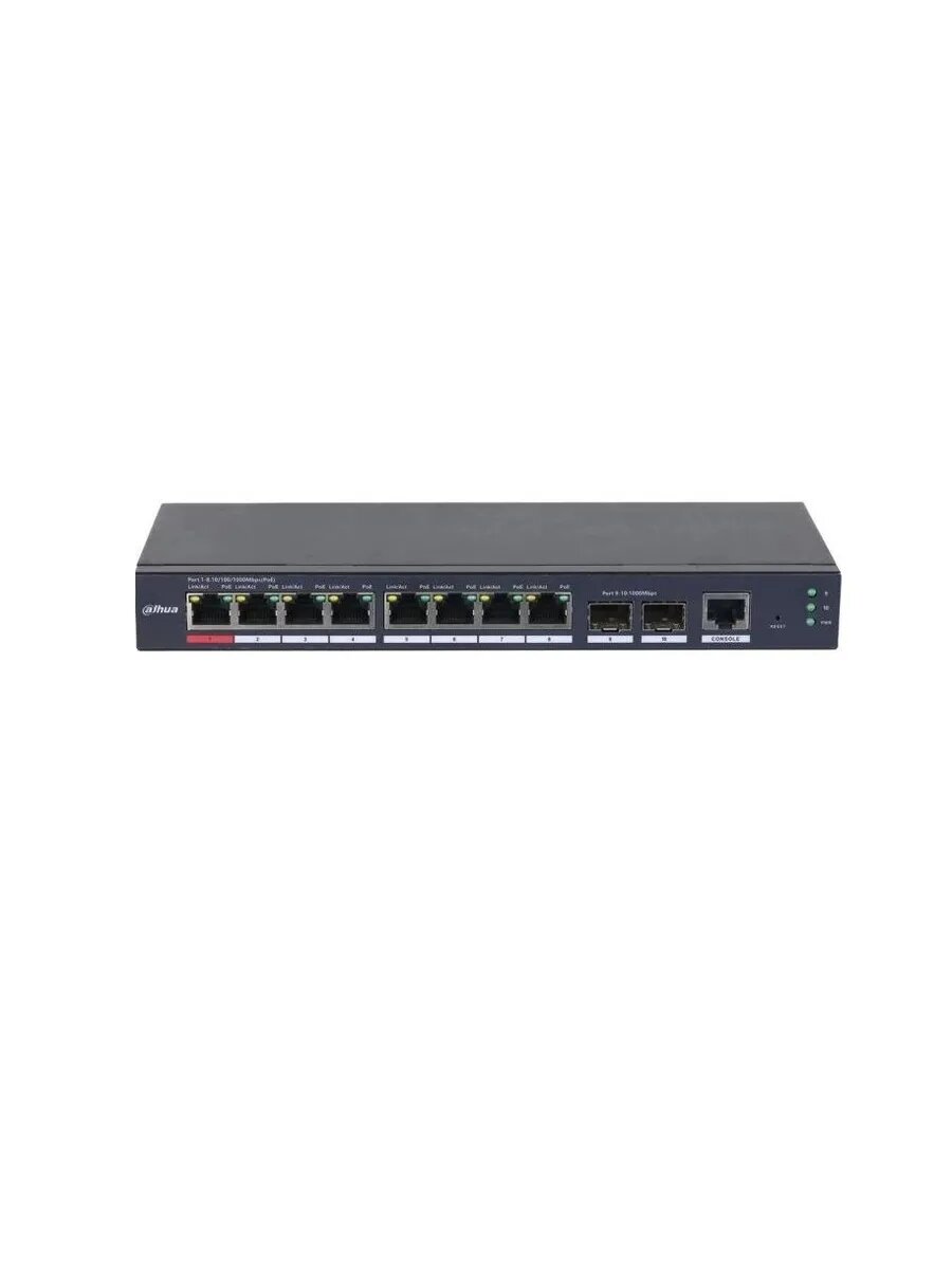 Коммутатор DH-S4210-8GT-110 (L2) 10x1Гбит/с 2SFP 8PoE 110W