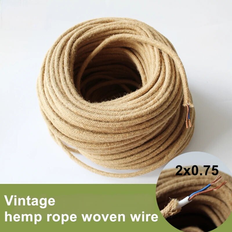 Винтажный текстильный шнур, круглый медный Электрический провод для лампочек Эдисона, 10 м/комплект, 2x0,75