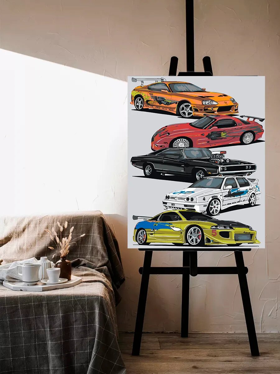 Картина по номерам Fast And Furious Cars Машины из Форсажа