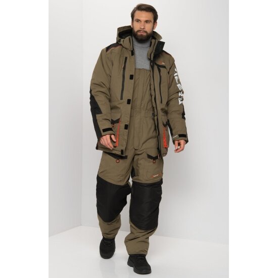 Костюм зимний Huntsman Siberia ткань Breathable, Хаки/Черный размер 52-54/182-188