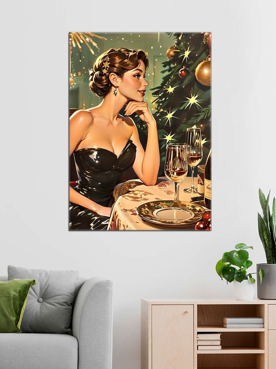 Картина на стену "Новый год ретро", 50х70 см