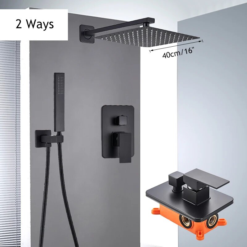 Саеувтой матовый черный набор смесителей для душа