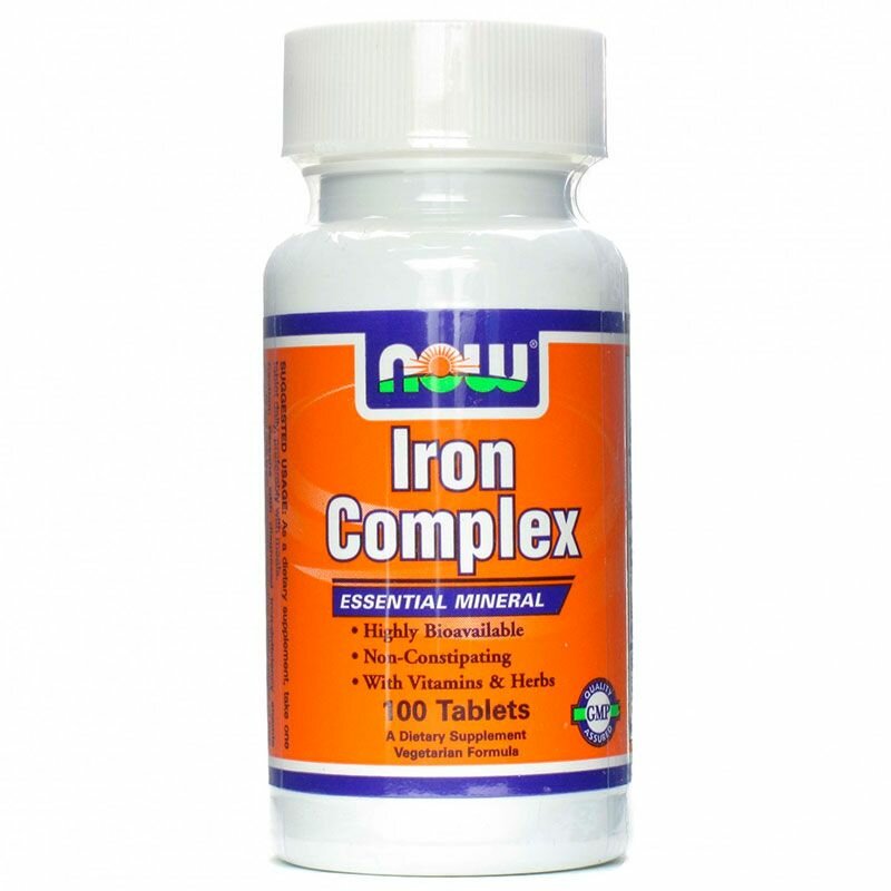 Витамины и минералы NOW Iron Complex (100 таб.)