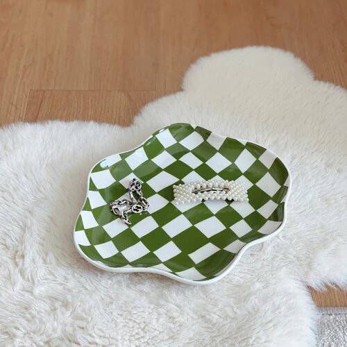 Черно-белый керамический поднос GREEN