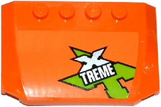 Wedge 4 x 6 x 2/3 Triple Curved with Lime, Silver and White 'XTREME' Pattern (Sticker) - Set 60085, 52031pb091 Orange U