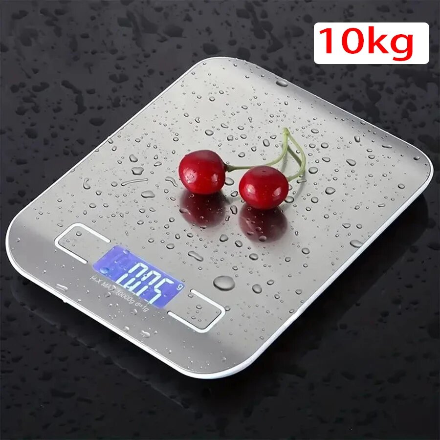 Кухонные весы 10 кг, нержавеющая сталь, Base White
