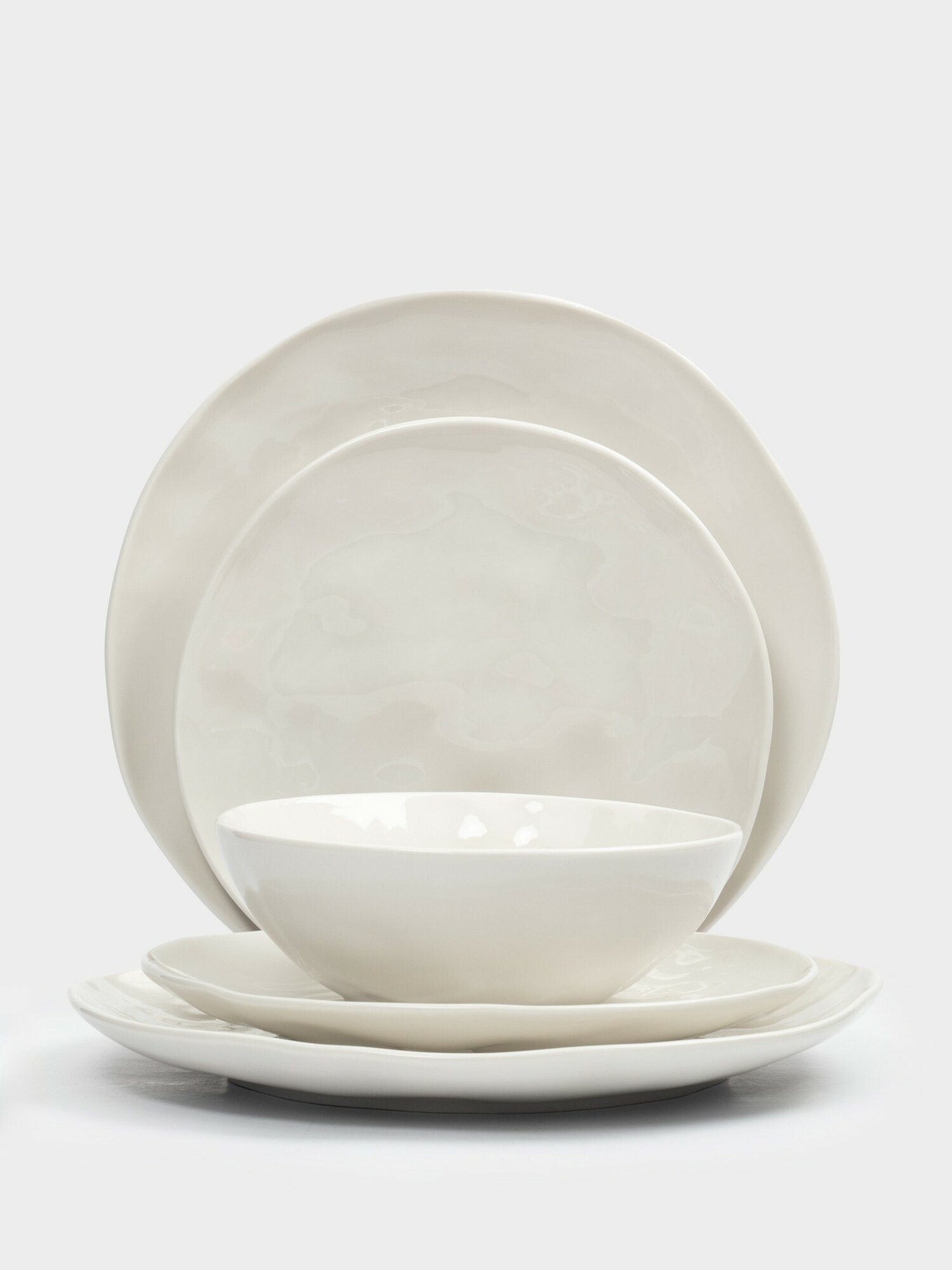 Сервиз обеденный, 6 персон, 18 предметов, фарфор, белый, Мятый эффект, Barkhan (Anna Lafarg)