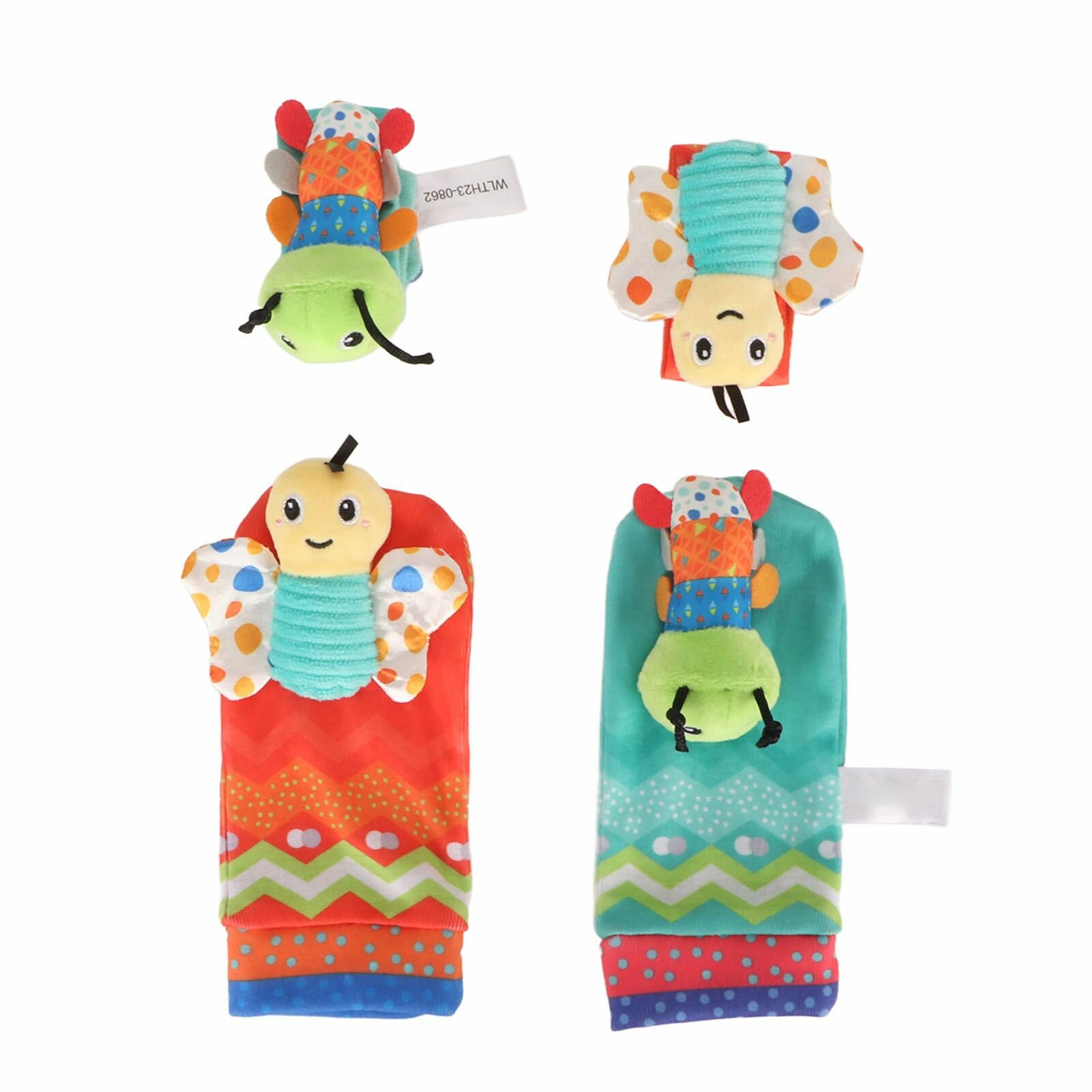 Комплект детских носков с погремушками на запястье, мягкие милые погремушки для рук и ног с мультяшными животными для детей от 0 до 1 года, тип 1
