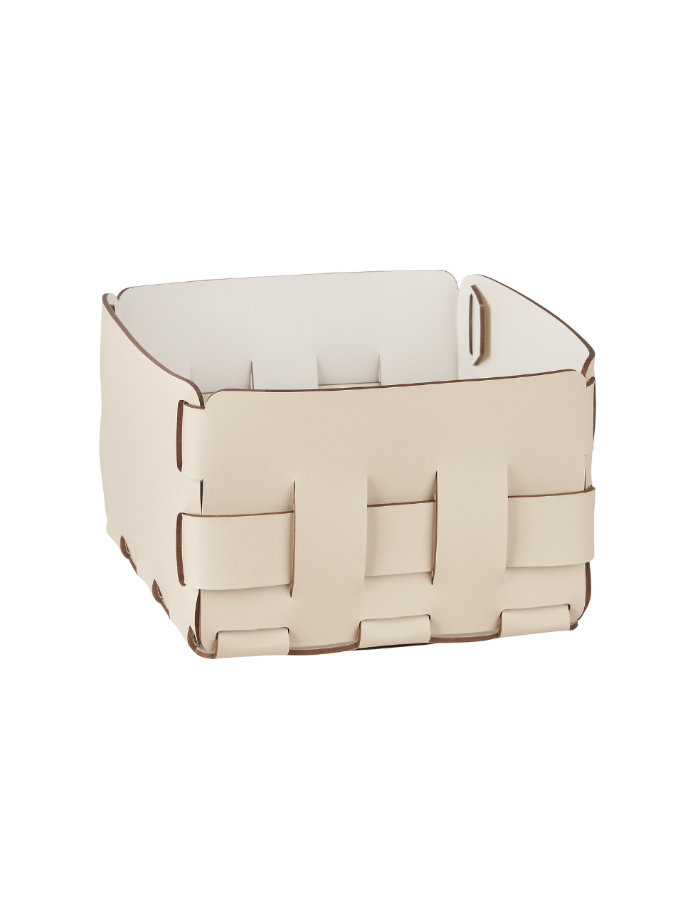 Корзинка Bottega для хранения цвета слоновой кости, ADJ, 19x19xH13см, натуральная кожа