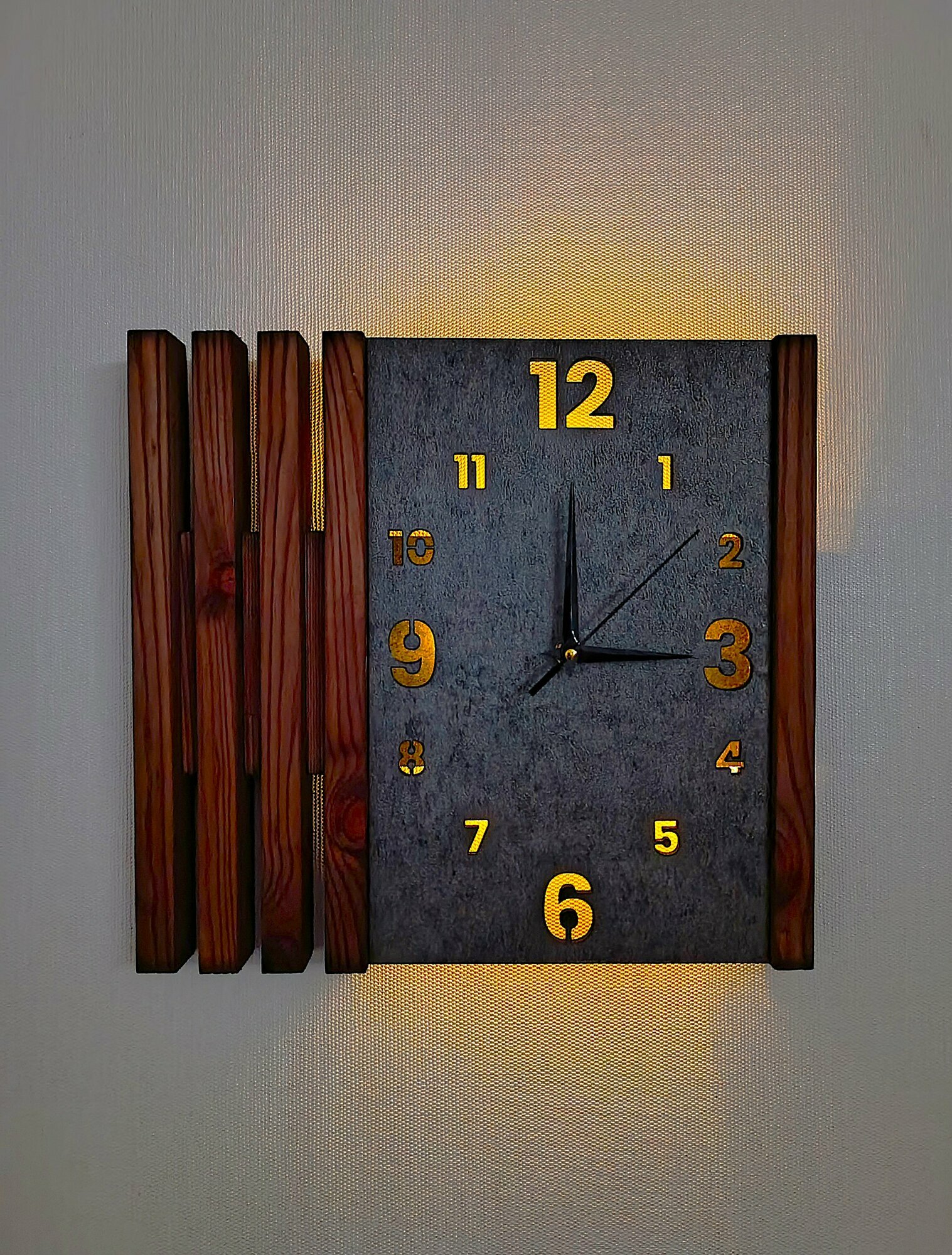 Часы Настенные Ночник Интерьерное Панно с Подсветкой Рейки Лофт