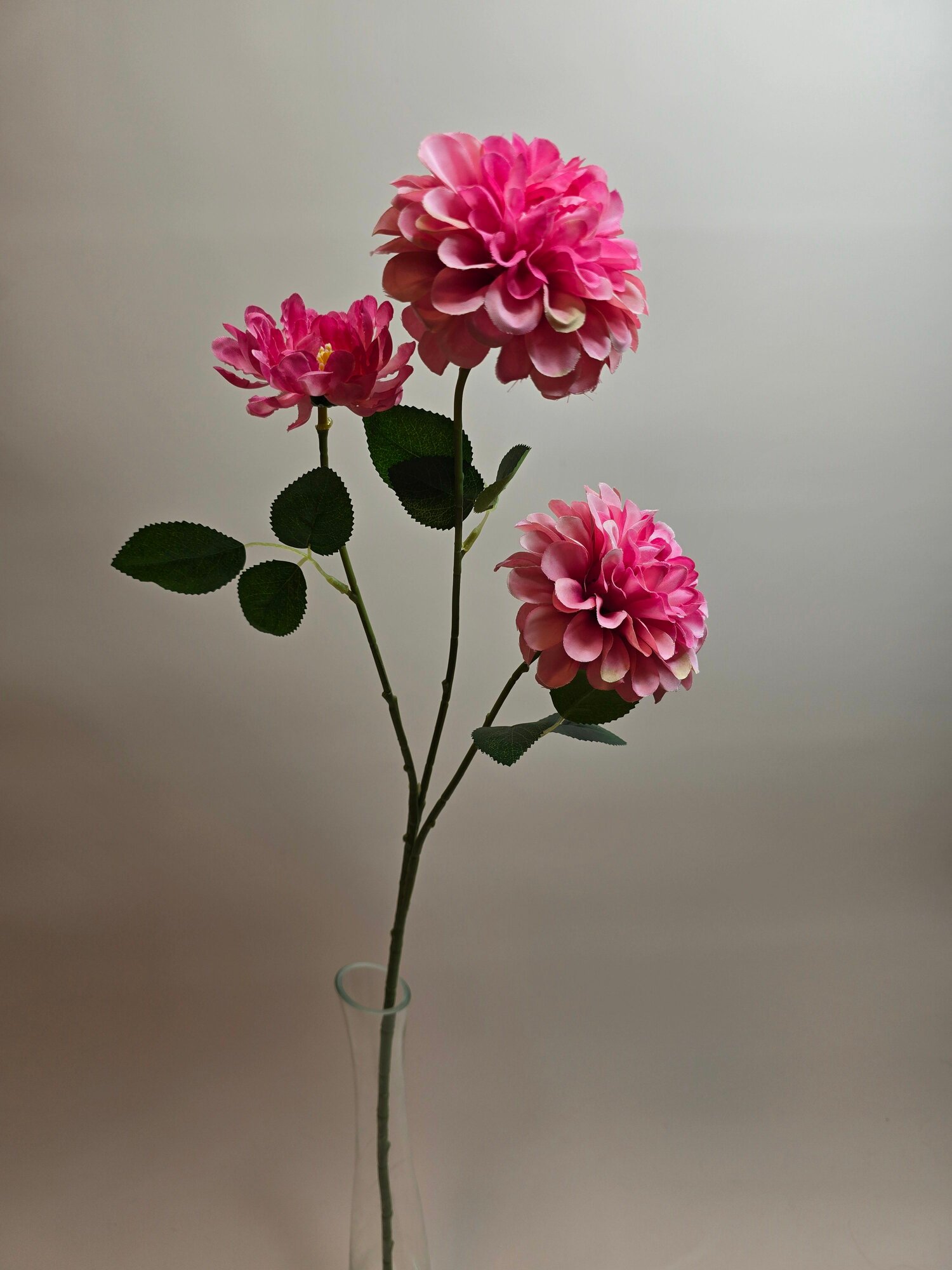 Искусственные цветы Holodilova, ветка георгина, малиновые, текстиль, 75см, 100г