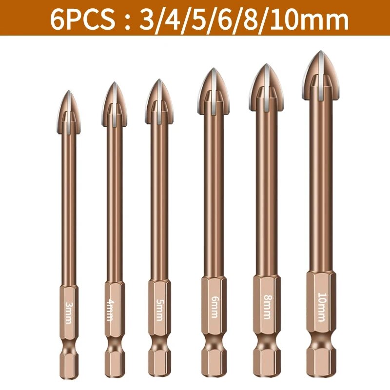 10 Шт, Набор Сверл Из Карбида Вольфрама 3-12 Мм Для Сверления Стекла, Керамической Плитки