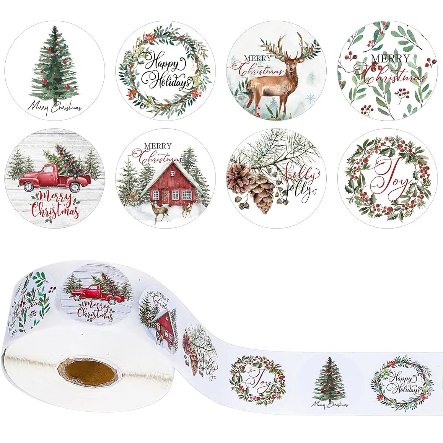 Наклейки Merry Christmas, ролл 500 шт, Цвет: 100pcs in strip
