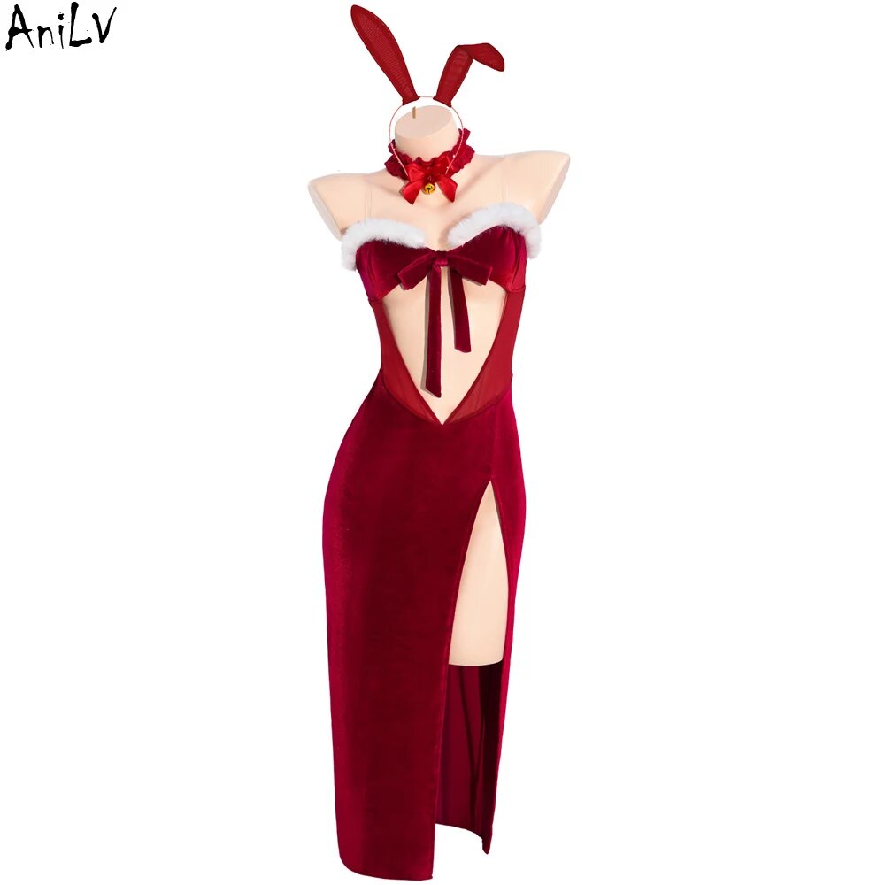 AniLV Аниме Кролик Горничная Красный Костюм