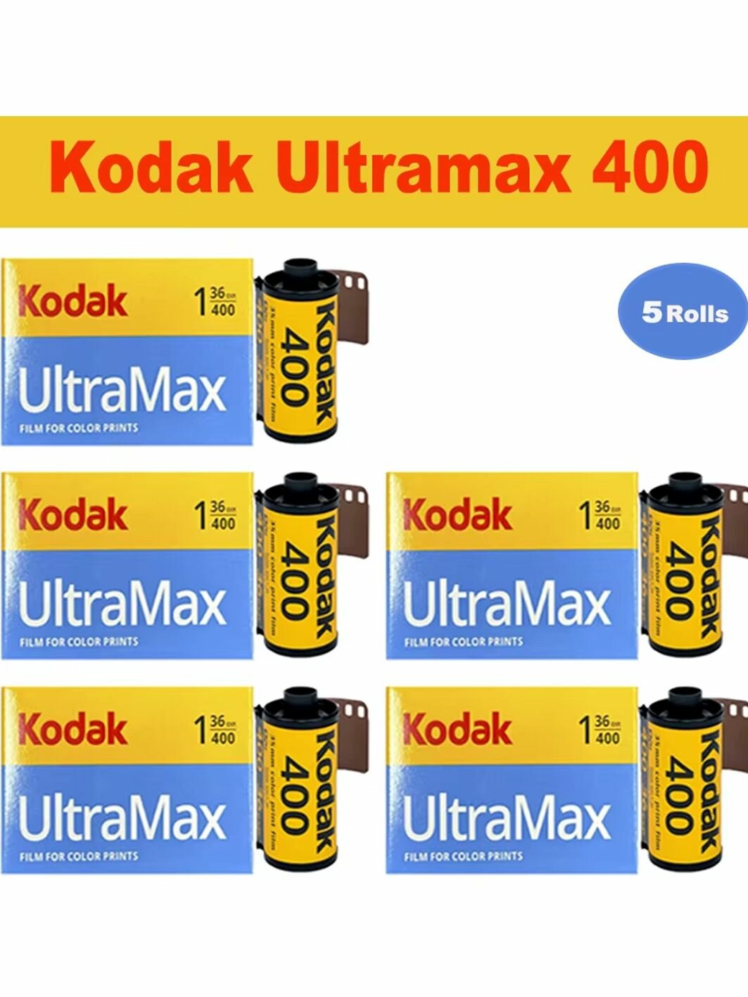 5 шт Фотоплёнка Kodak Ultramax 400 36 кадров пленка 35мм